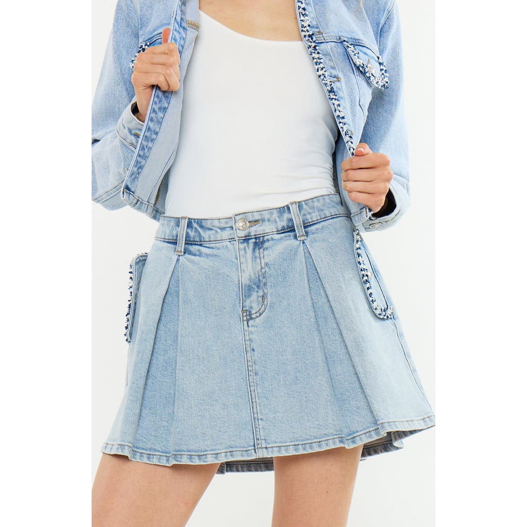 KANCAN KanCan Valerien Mid Rise Mini Skirt with Pleat and Bouclé Trim